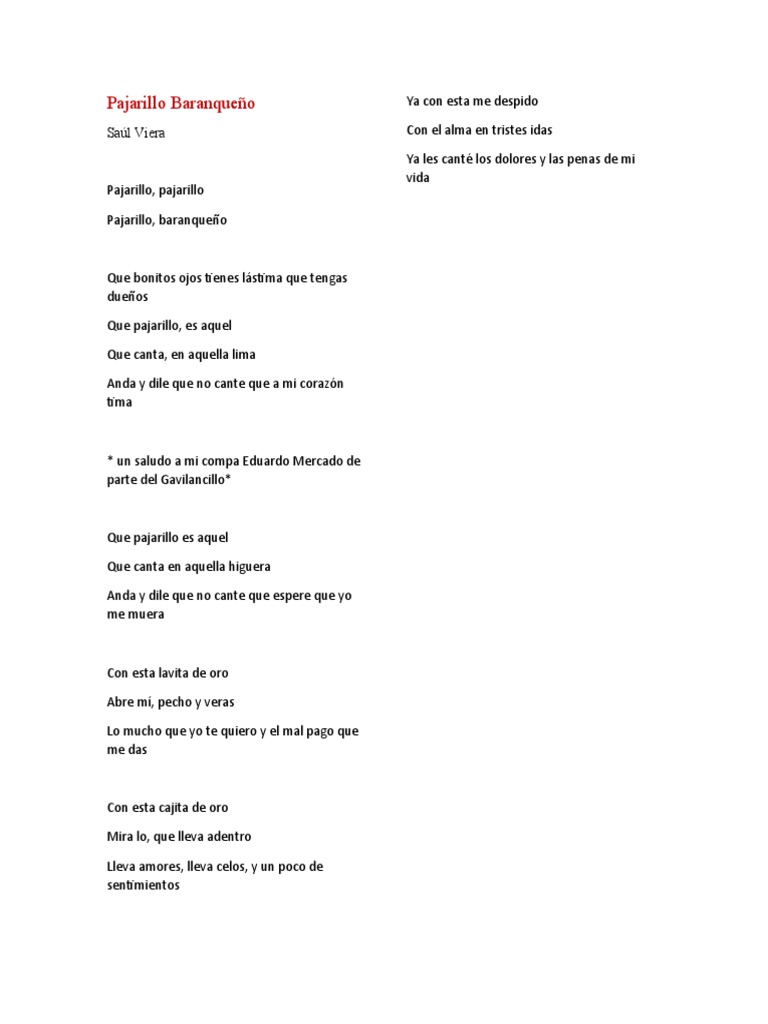 Letra de Canciones | PDF