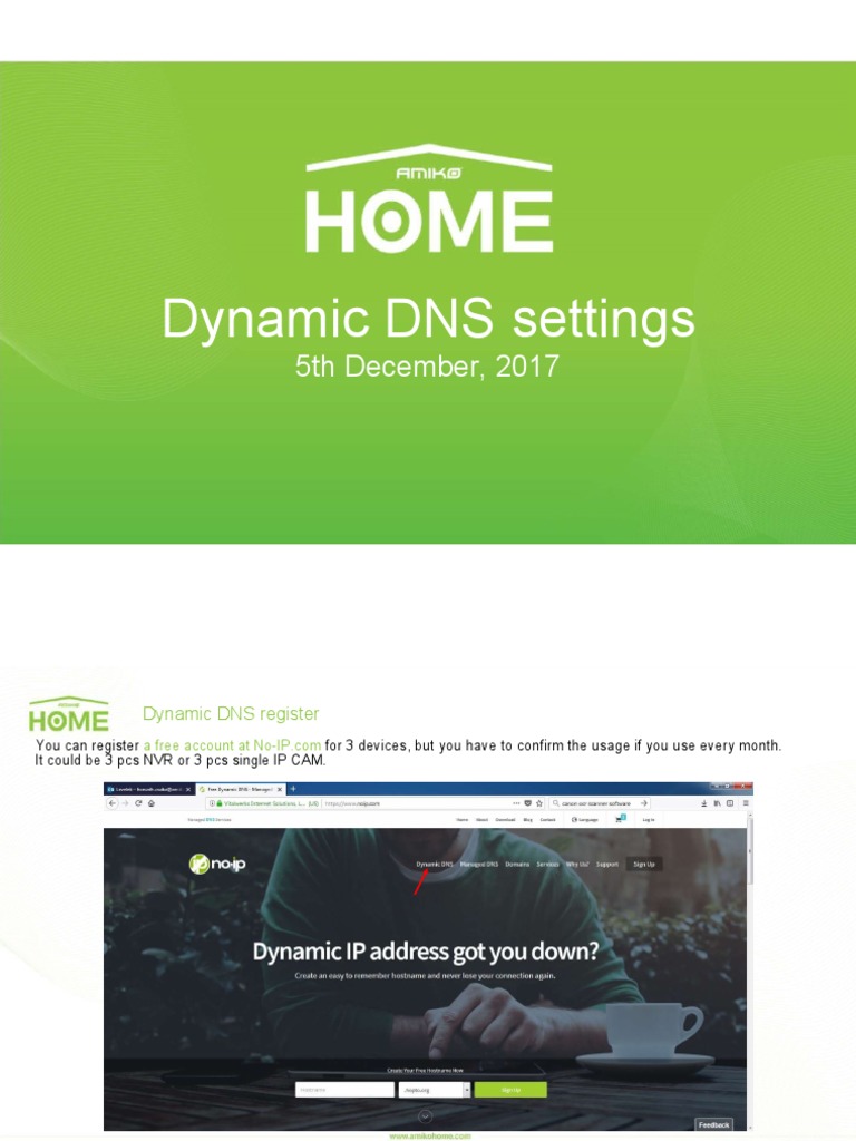 Amiko Home Dynamic DNS Settings | PDF
