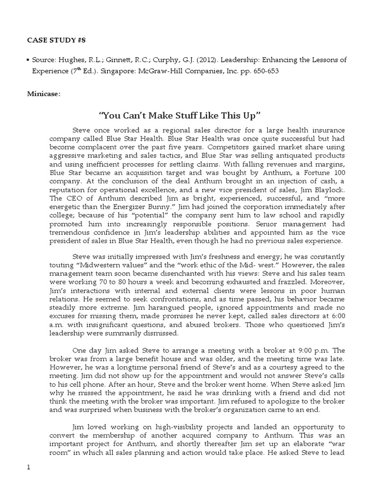 Case Study #8. You Can't Make Stuff Like This Up | PDF