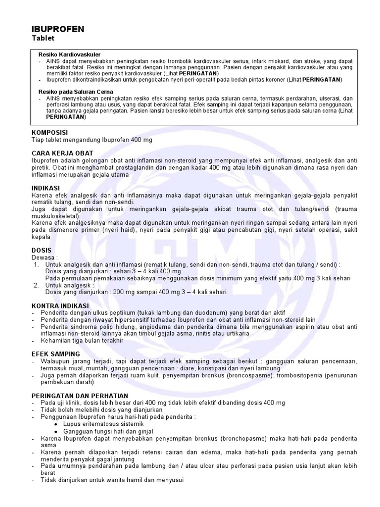 Brosur Ibuprofen 400 MG | PDF