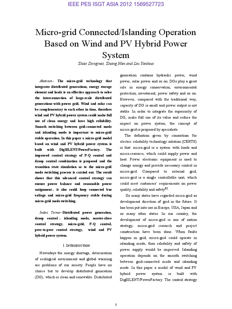 Micro Grid Connected Islanding Operation Based On Wind And Pv Hybrid Power System Pdf 2894