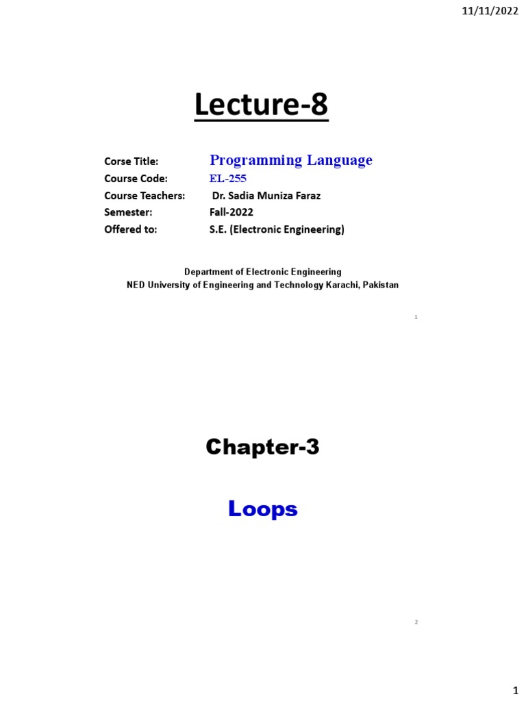 Programming Languages Lecture-8 Fall-2022 | PDF | Control Flow ... Programming Languages Lecture-8 Fall-2022 | PDF | Control Flow ...