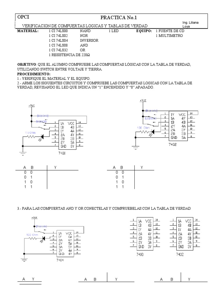 Practicas de Circuitos Digitales | PDF | Puerta lógica | Resistor