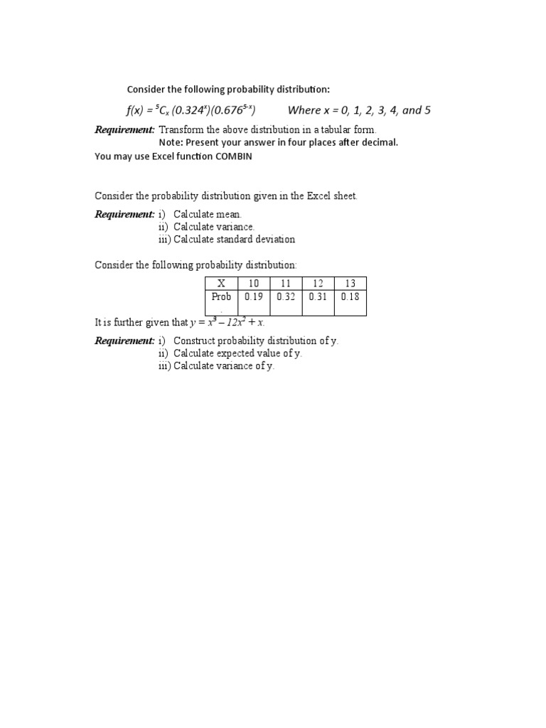 Consider the Following Probability Distribution | PDF | Variance | Statistical Theory