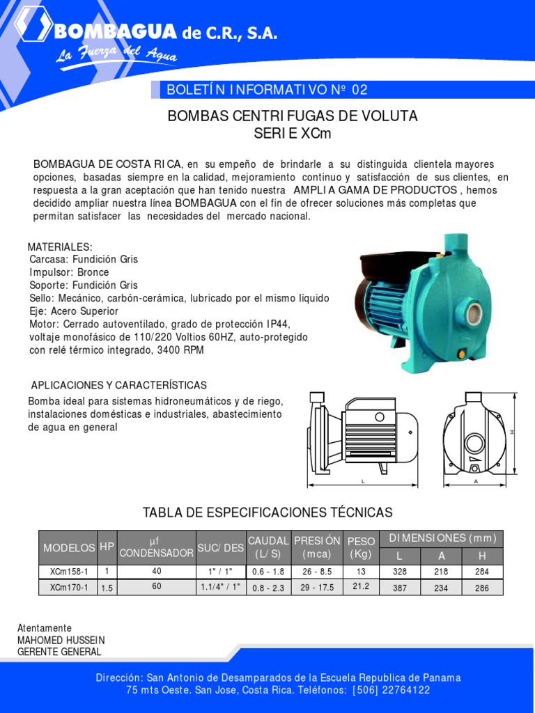 Bombas Centrifugas de Voluta Serie XCM | PDF | Tecnología