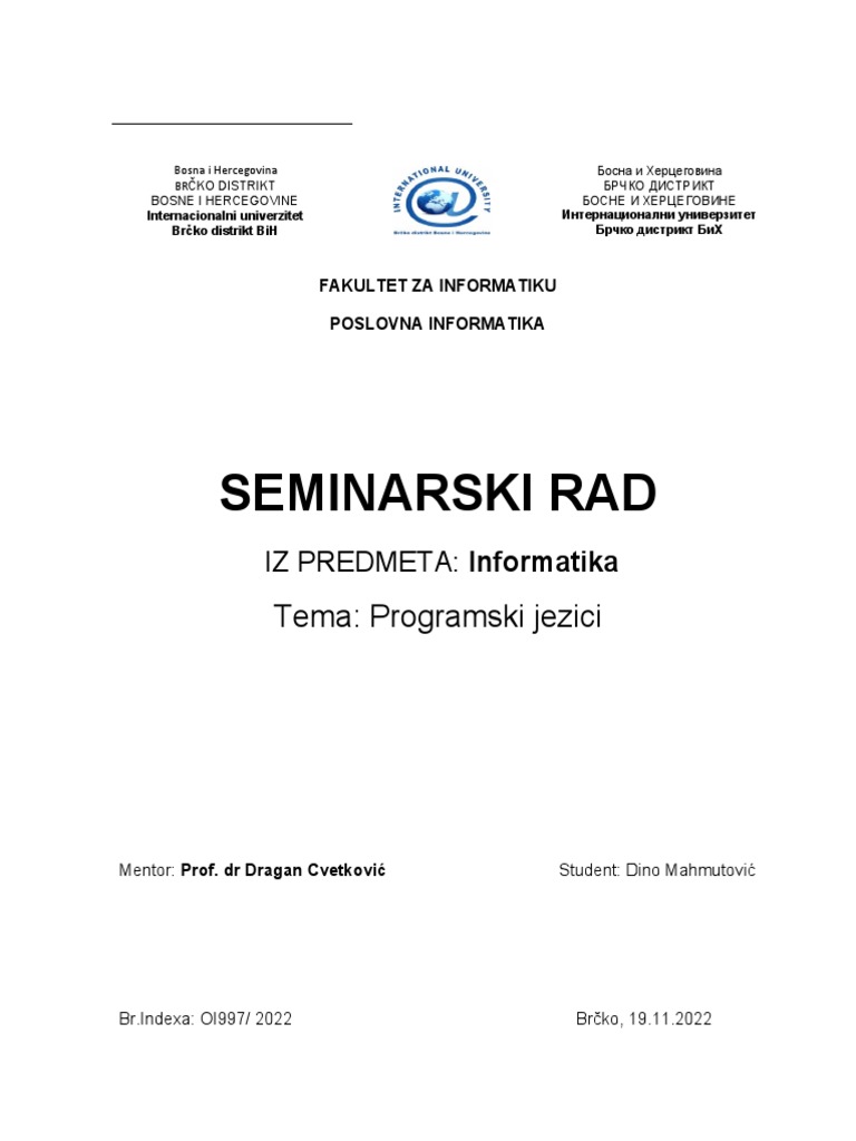 Informatika Seminarski Rad . | PDF