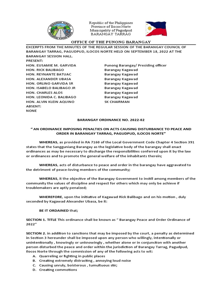 Anti Disturbance Ordinance | PDF | Government | Public Law