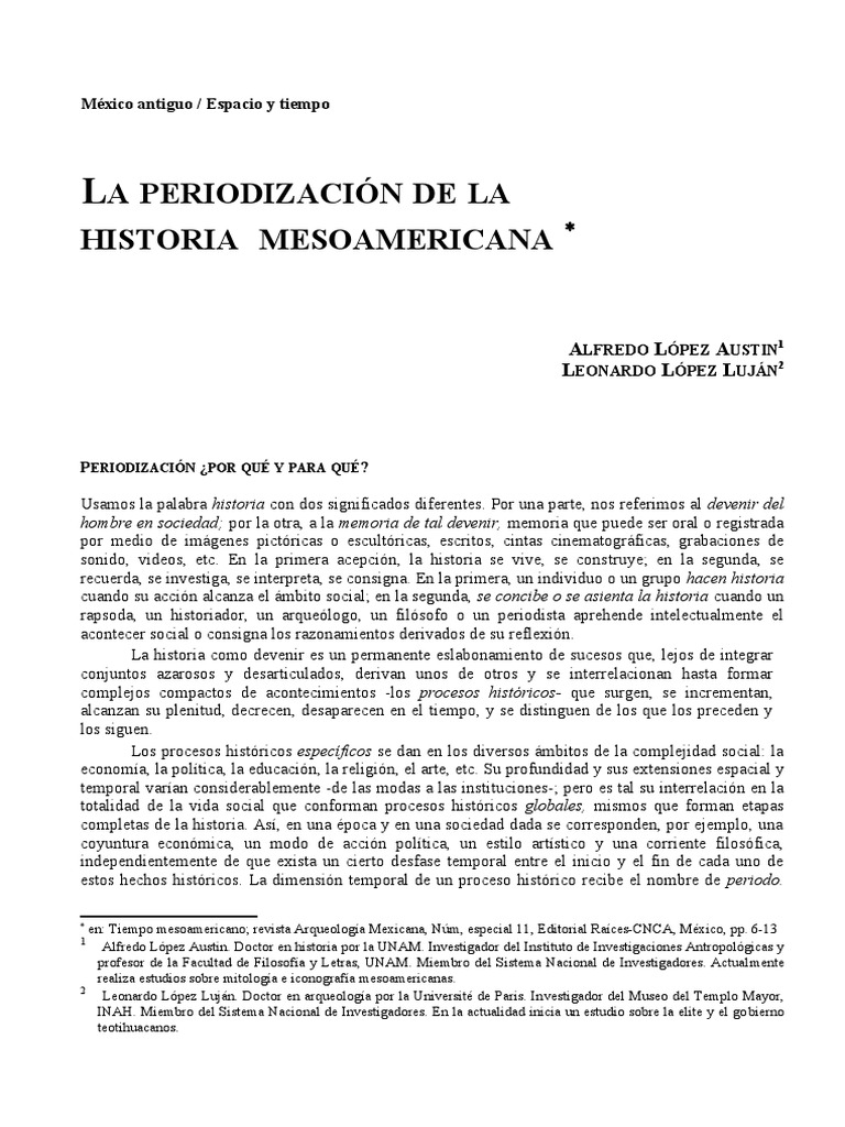 La Periodización de La Historia Mesoamericana | PDF | Mesoamérica | México