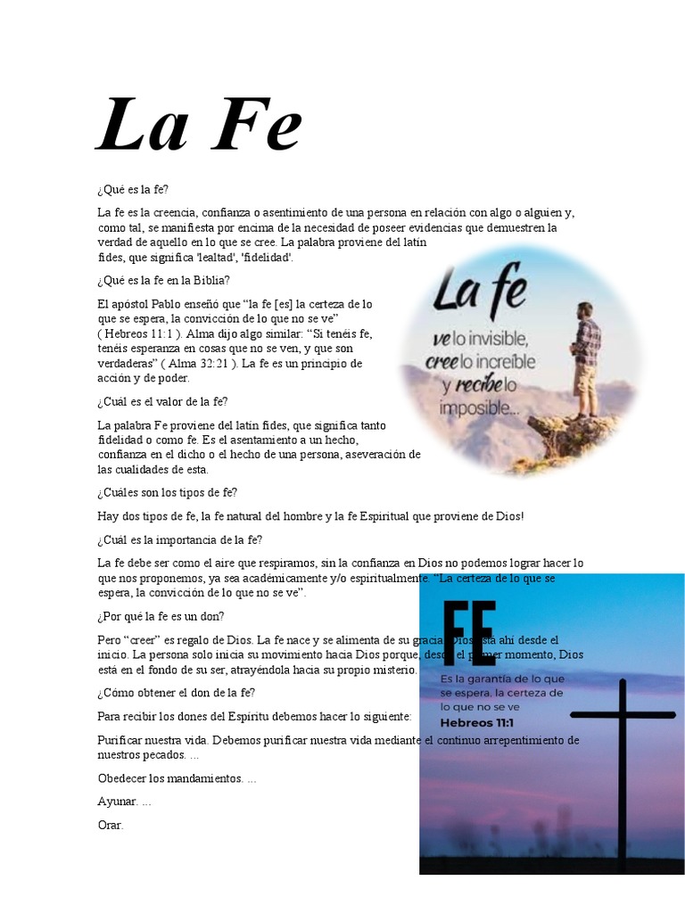 La Fe | PDF | Fe | Creencia religiosa y doctrina