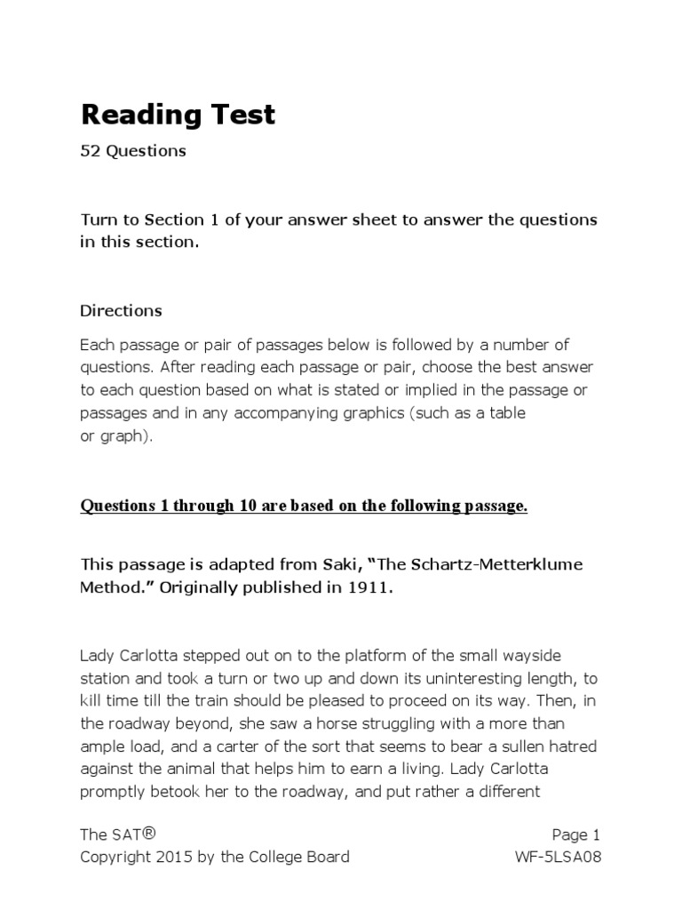 Sat Practice Test 3 Reading Assistive Technology | PDF | Public ...