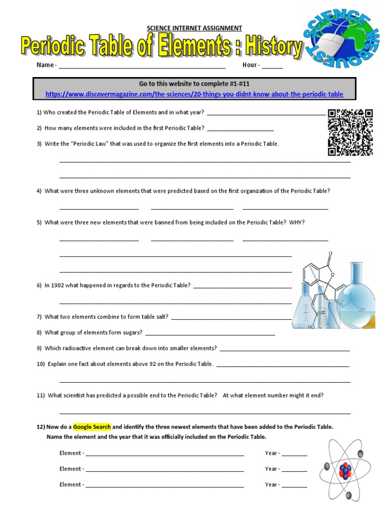 Periodic+Table+ +3+webquests | PDF | Chemical Elements | Periodic Table