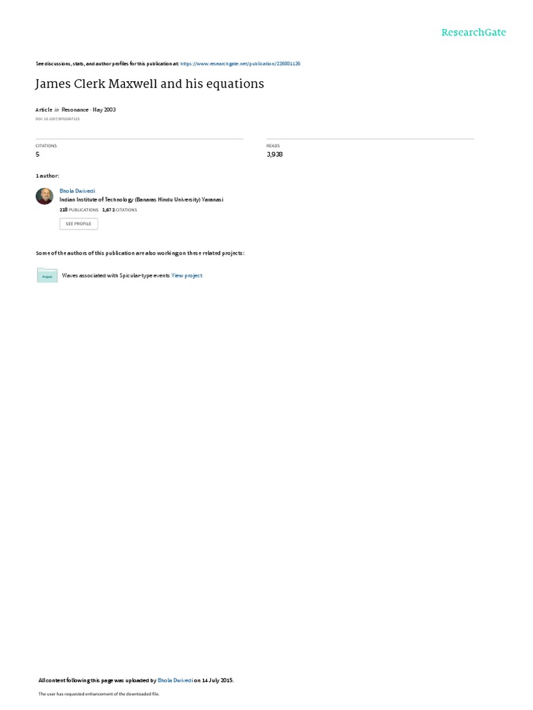 James Clerk Maxwell and His Equations | PDF | Magnetic Field | Waves