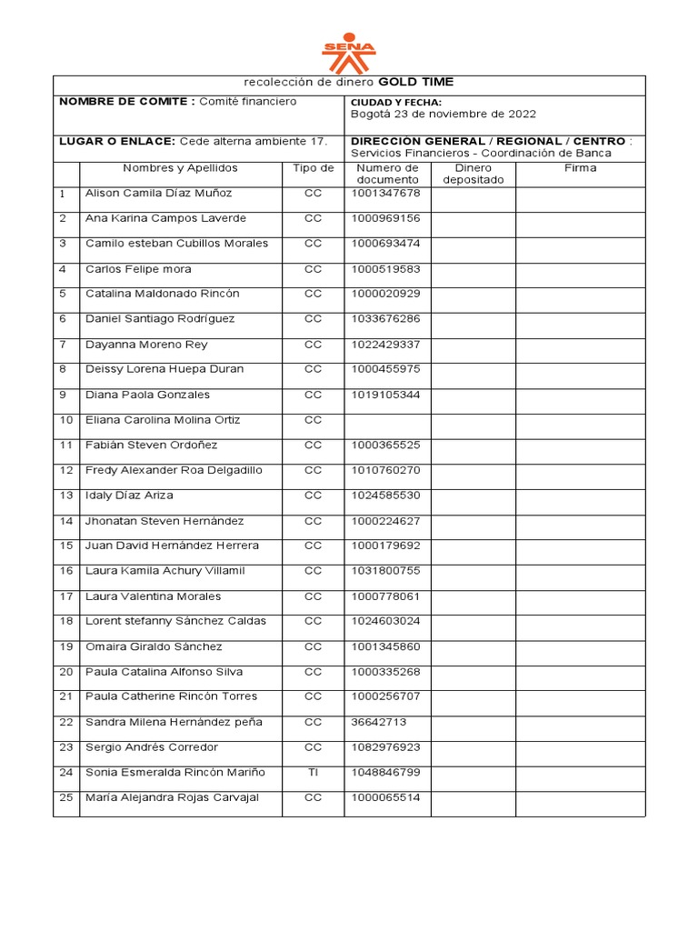 Formato de Recoleccion GOLDEN TIME | PDF