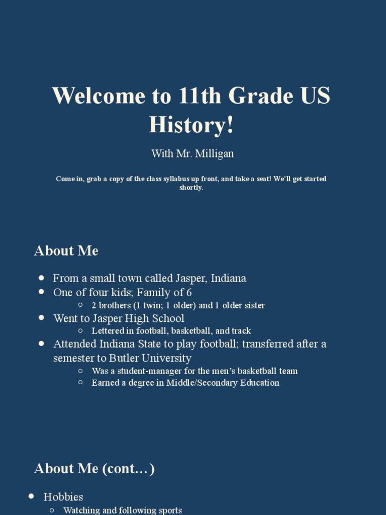 11th Grade US History Class Overview | PDF