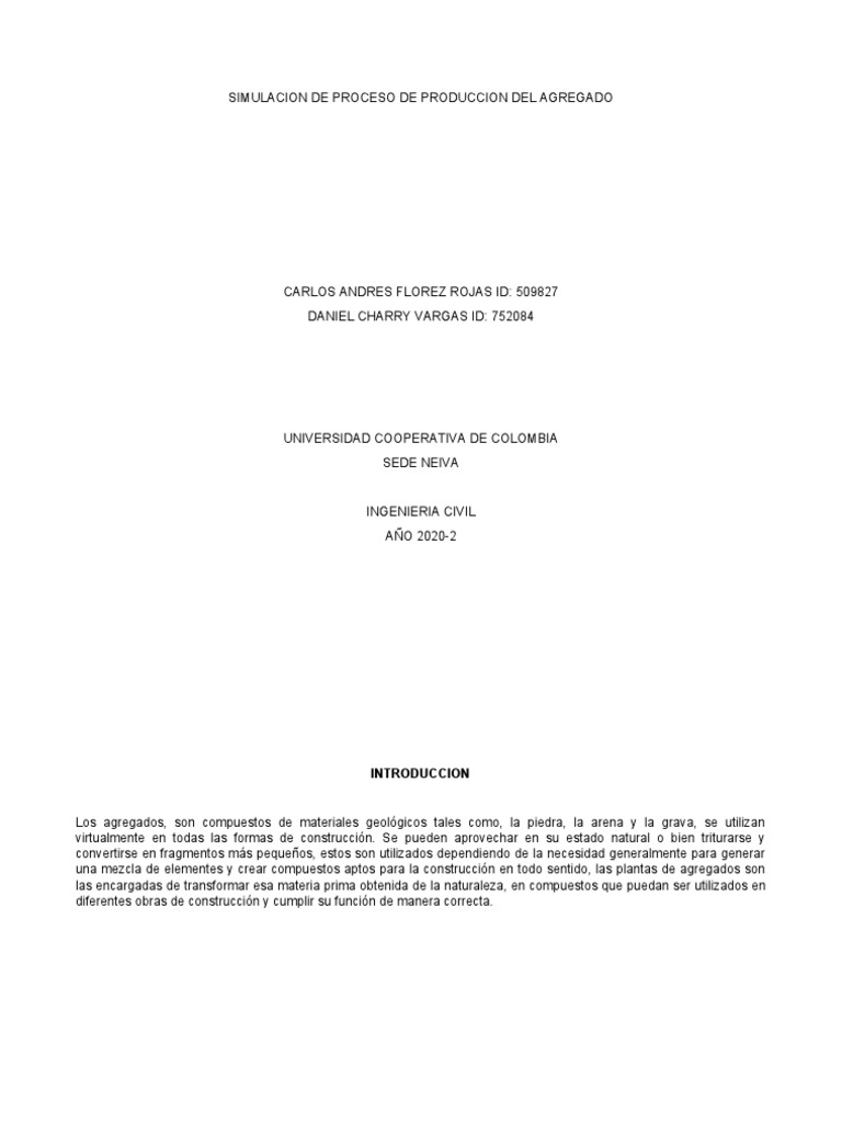 Simulacion de Proceso de Produccion Del Agregado | PDF | Grava | Roca ...