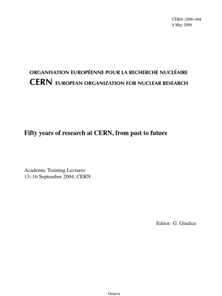 Cern History | PDF | Particle Accelerator | Large Hadron Collider
