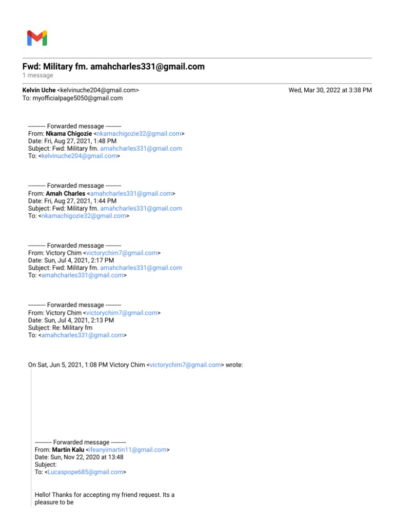 Gmail - FWD - Military Fm. Amahcharles331@ | PDF | Love | Marriage