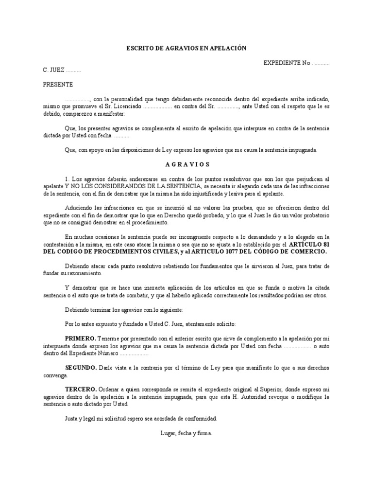 Agravios en Apelación de Sentencia | PDF | Apelación | Sentencia (ley)