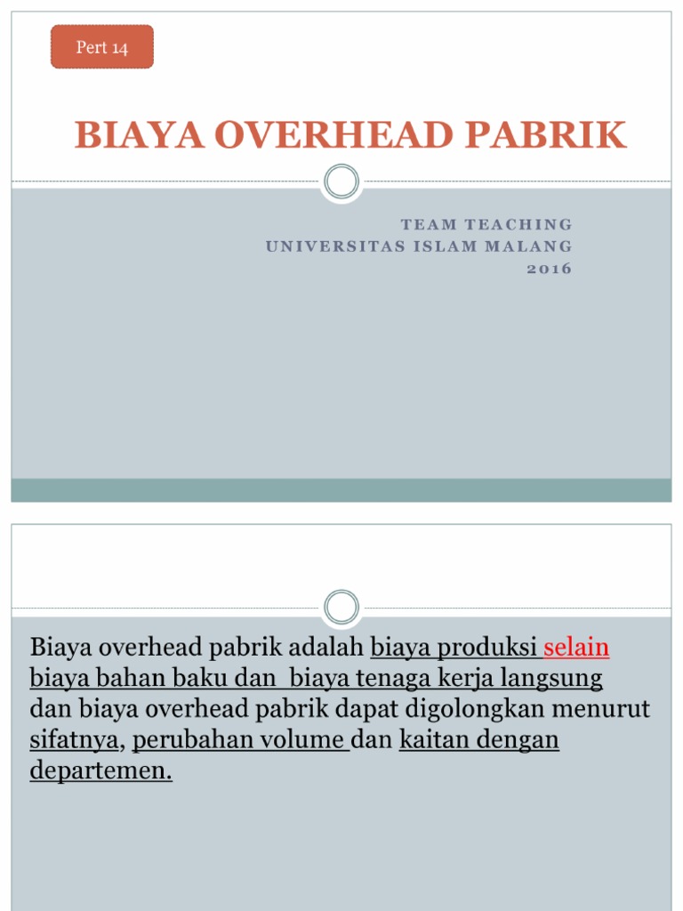 Biaya Overhead Pabrik | PDF