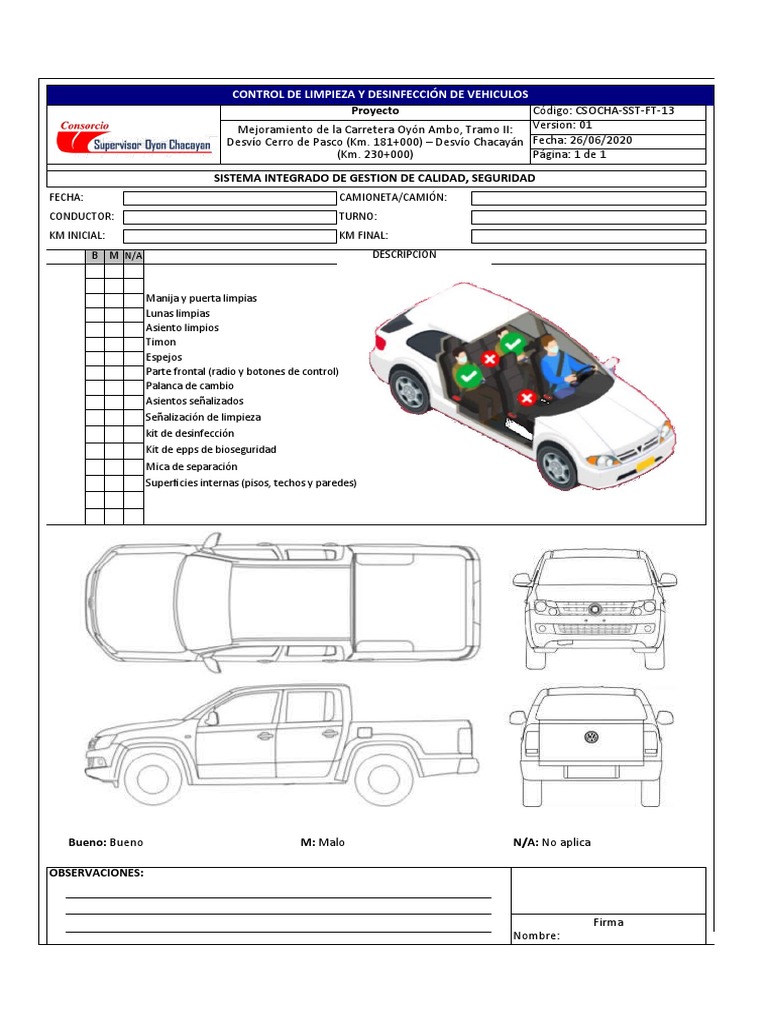Formato Check List Vehiculos | PDF