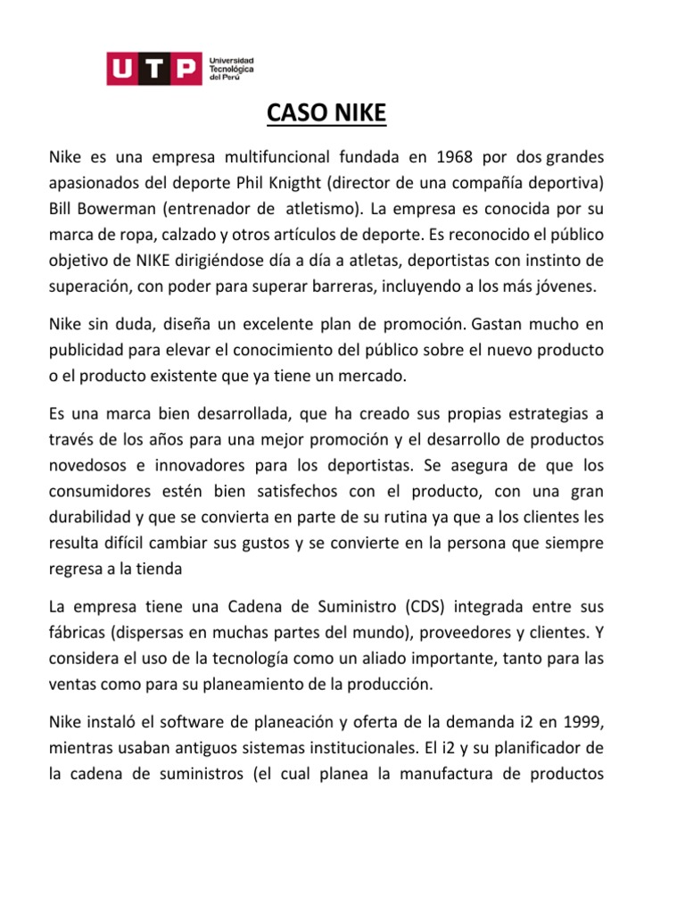 Problemas en la Cadena de Suministro de Nike | PDF | Negocios | Informática