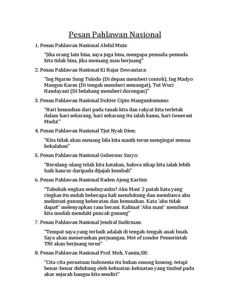 Pesan-Pesan para Pahlawan | PDF