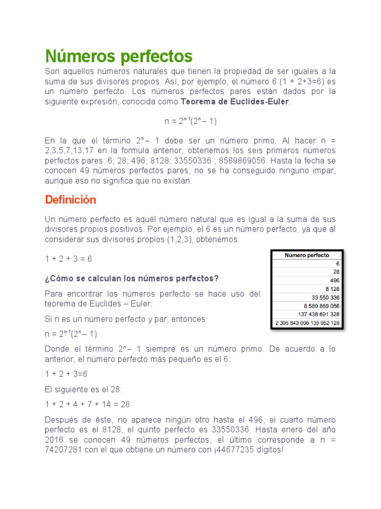 Números Perfectos | PDF