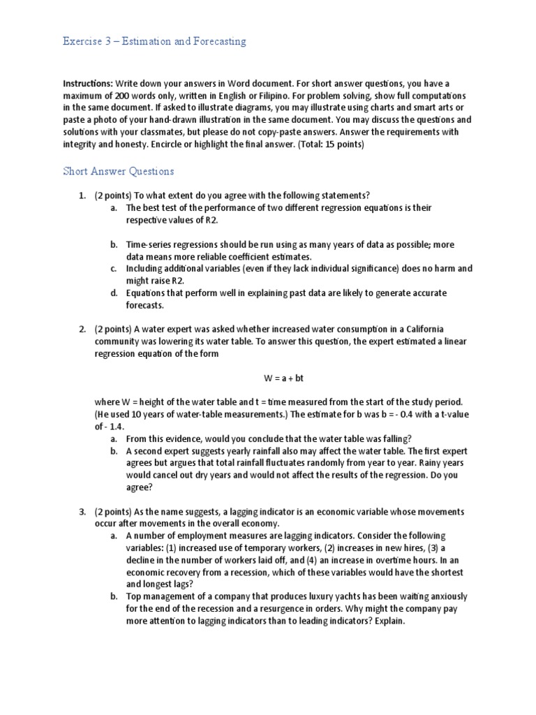 Exercise 3 | PDF | Regression Analysis | Price Elasticity Of Demand