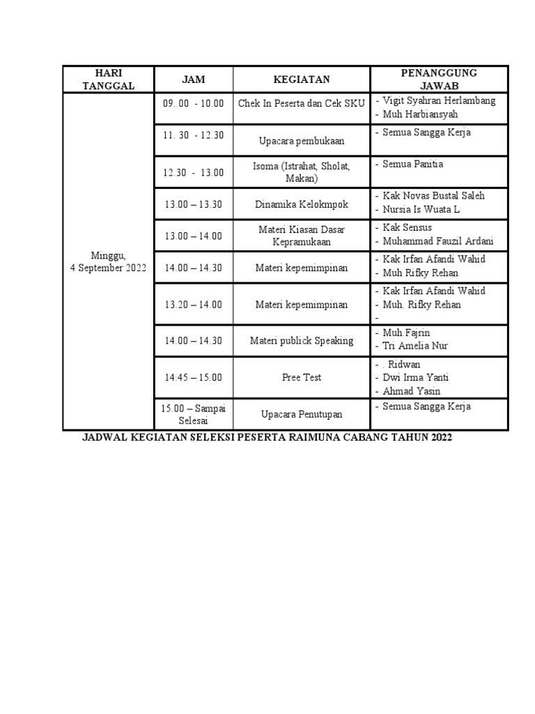 Jadwal Kegiatan | PDF