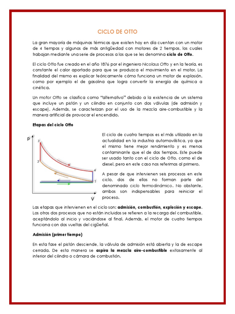 Ciclo de Otto | PDF | Motor de combustión interna | Tecnología energética