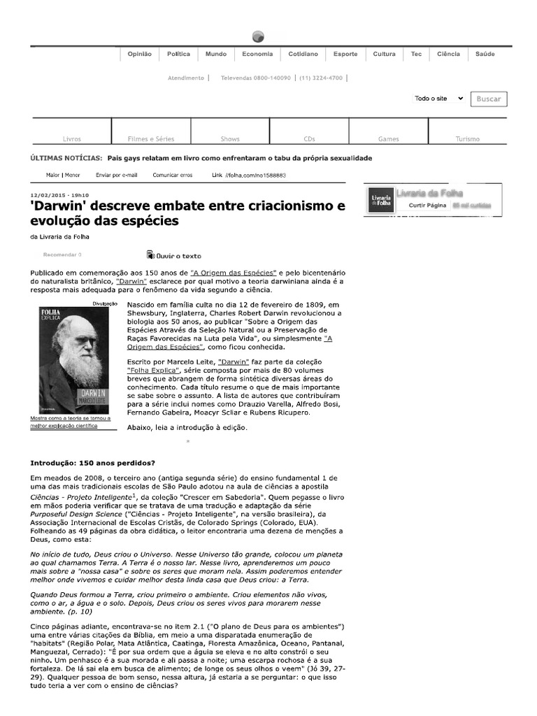 Darwin - Marcelo Leite, FOLHA EXPLICA | PDF