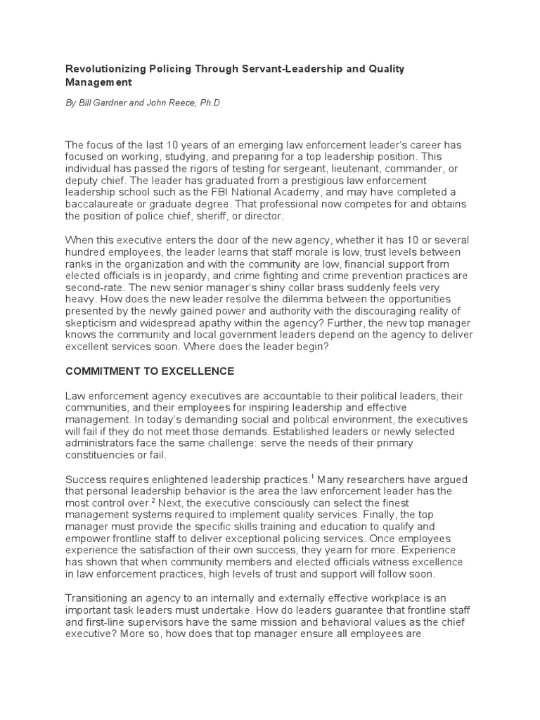 Revolutionizing Policing Through Servant Leadership and Quality ...