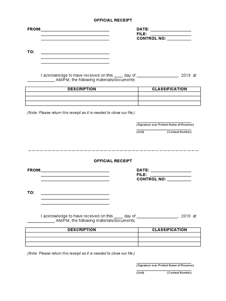 Official Receipt Template | PDF