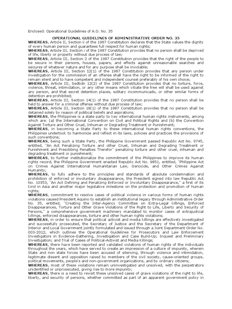 Operational Guidelines AO 35 | PDF | Prosecutor | Detention (Imprisonment)