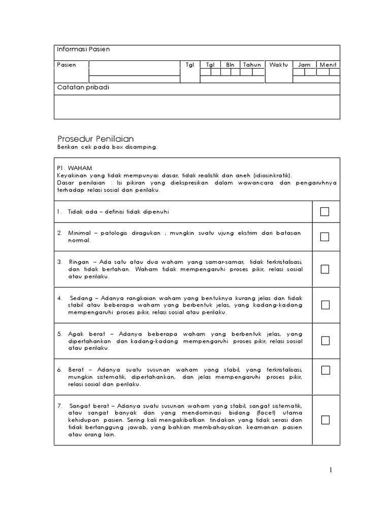 PANSS Dan PANSS-EC Kuesioner (Recovered) | PDF