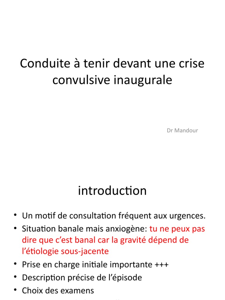 Cours de La CAT Devant Une Crise Convulsive Inaugurale | PDF