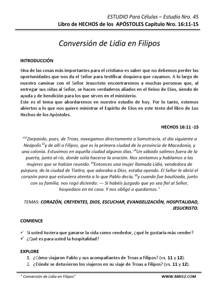 Conversión de Lidia en Filipos | PDF | Pablo el apóstol | Religiones abrahámicas