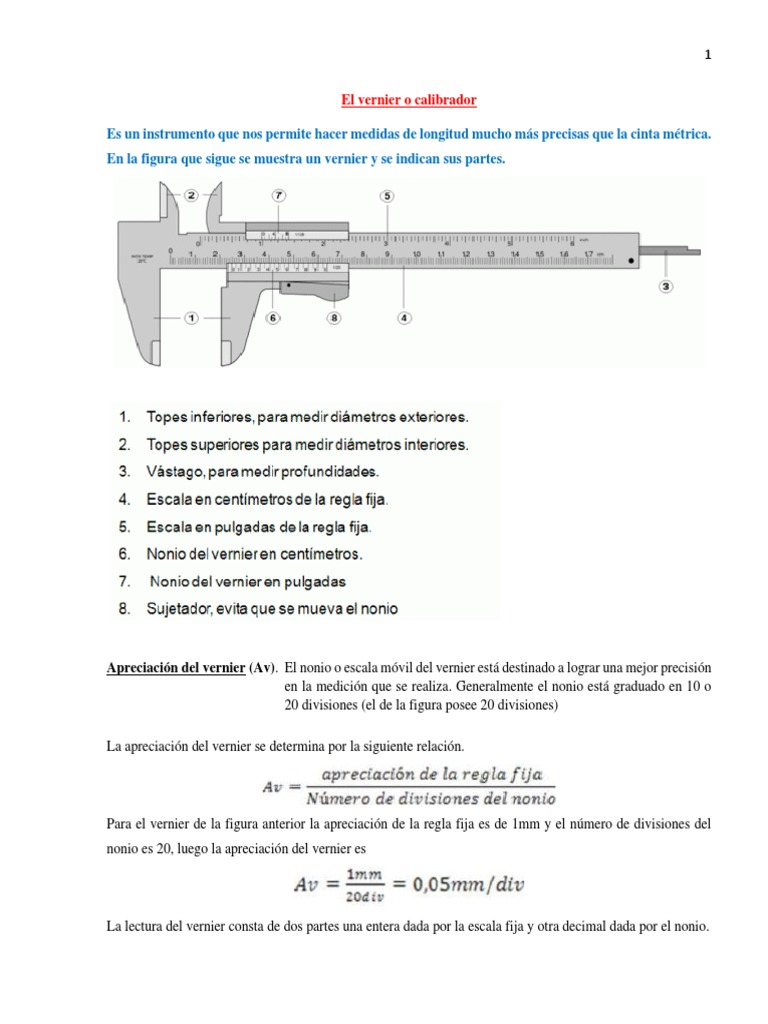 El Vernier o Calibrador | PDF | Medición | Metrología
