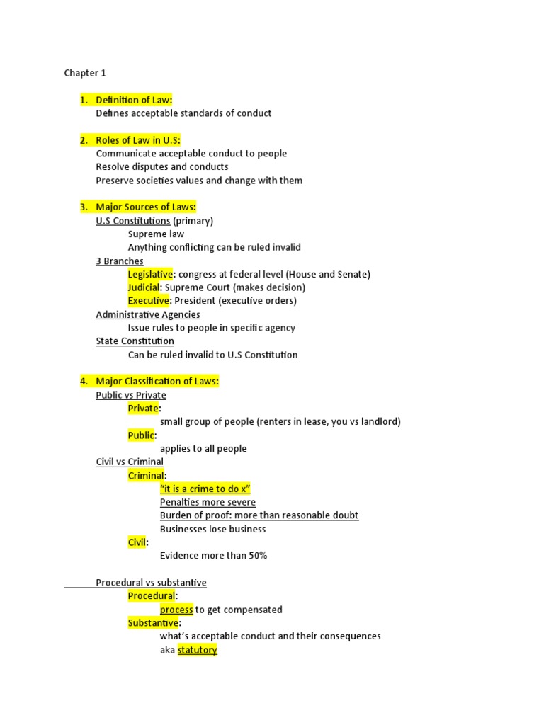 CH1 Outline | PDF | Law