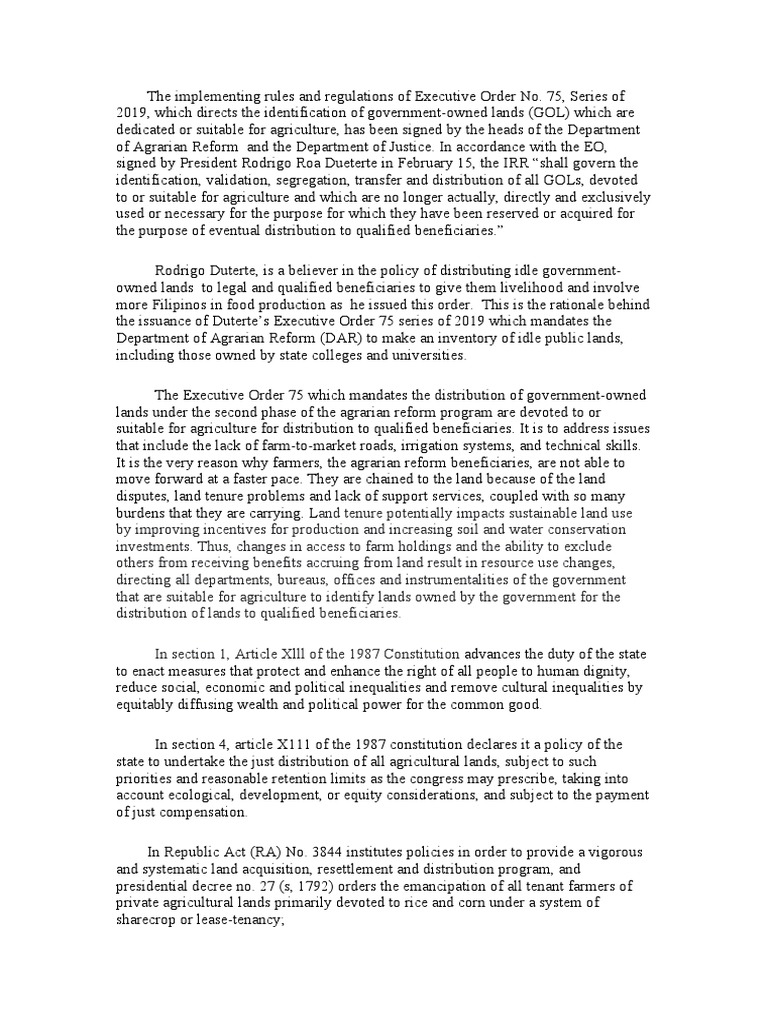 EO75 | PDF | Government | Justice