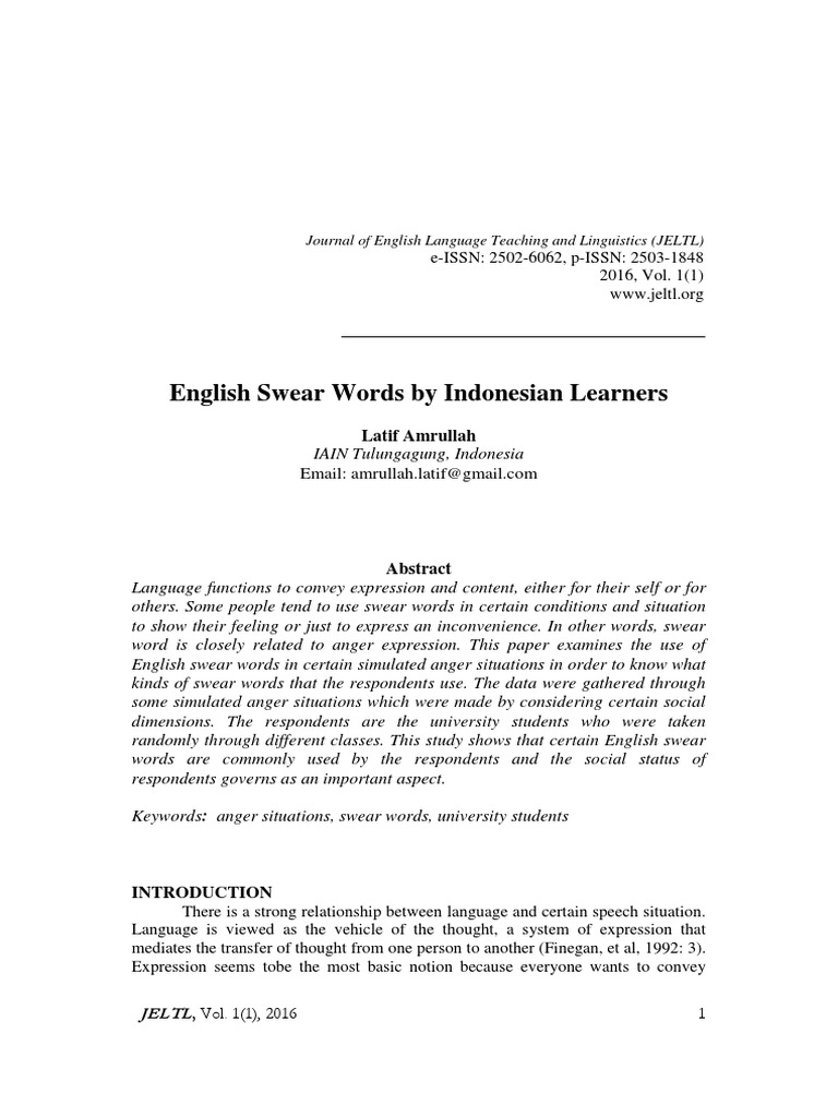 English Swear Words by Indonesian Learners | PDF | English Language | Anger