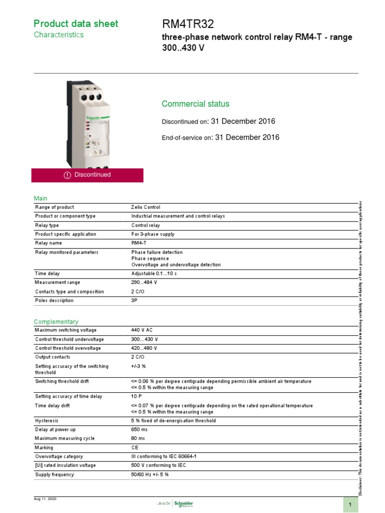 RM4TR32 Datasheet | PDF | Relay | Physical Quantities