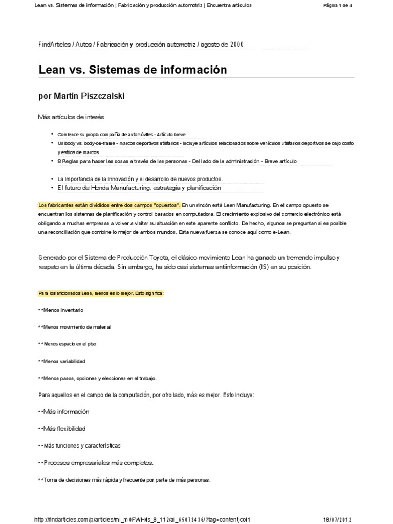 S10 Lean Vs Information Systems-2000.en - Es R1 | PDF | Lean ...