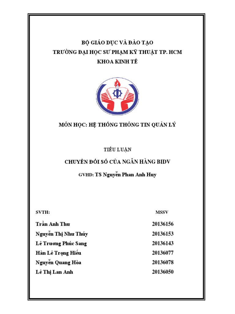 Nhóm 3 - tiểu Luận Mis - ngân Hàng Bidv | PDF