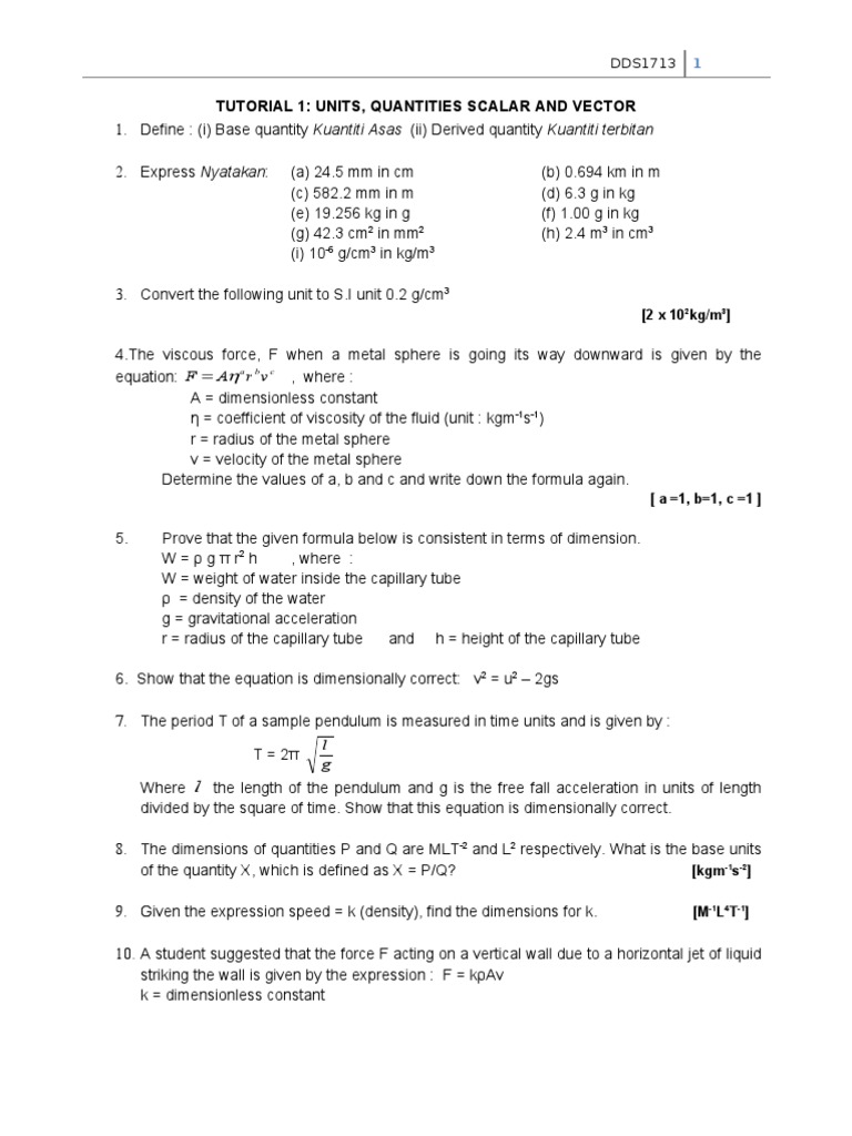 Tutorial 1 | PDF | Geometry | Dynamics (Mechanics)
