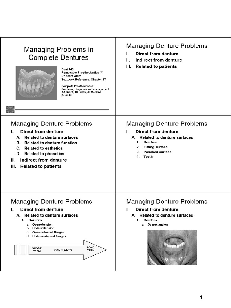 Managing Problems in Complete Dentures - Lecture - 2 | PDF