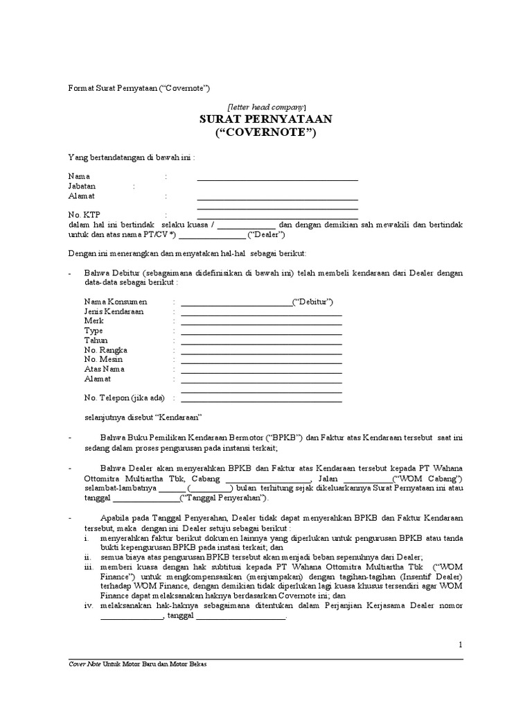 P - 021 Template Cover Note | PDF