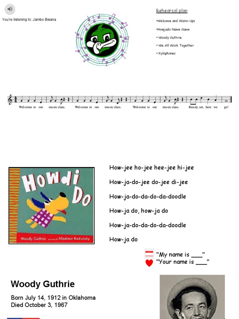 Rehearsal Plan: You're Listening To: Jambo Bwana | PDF | Art | Language ...