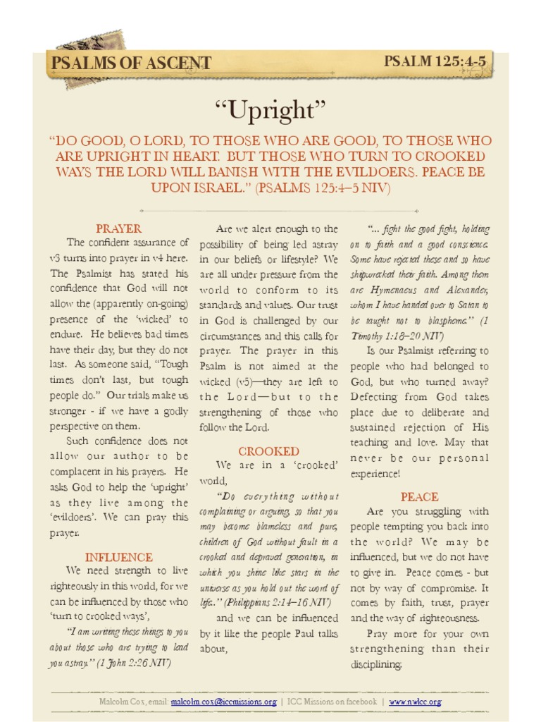 Psalm 125 v4-5 - "Upright" | PDF | Prayer | Religious Belief And Doctrine