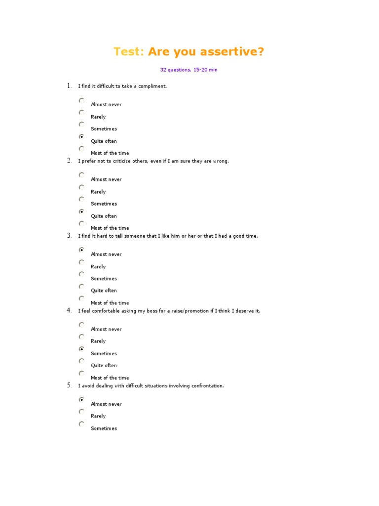 Assertiveness Test | PDF